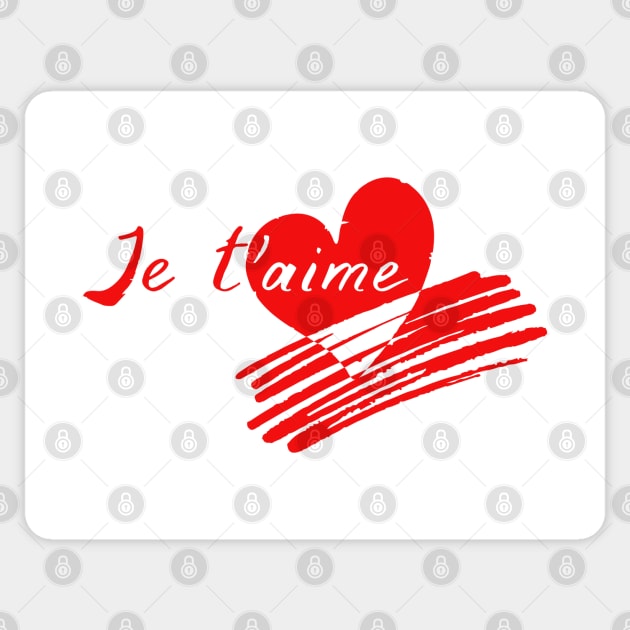 Je t'aime. Red Symbol of Love - Doodle - Sticker | TeePublic