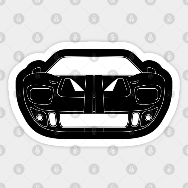 Ford GT40 White Outline - Car - Sticker | TeePublic