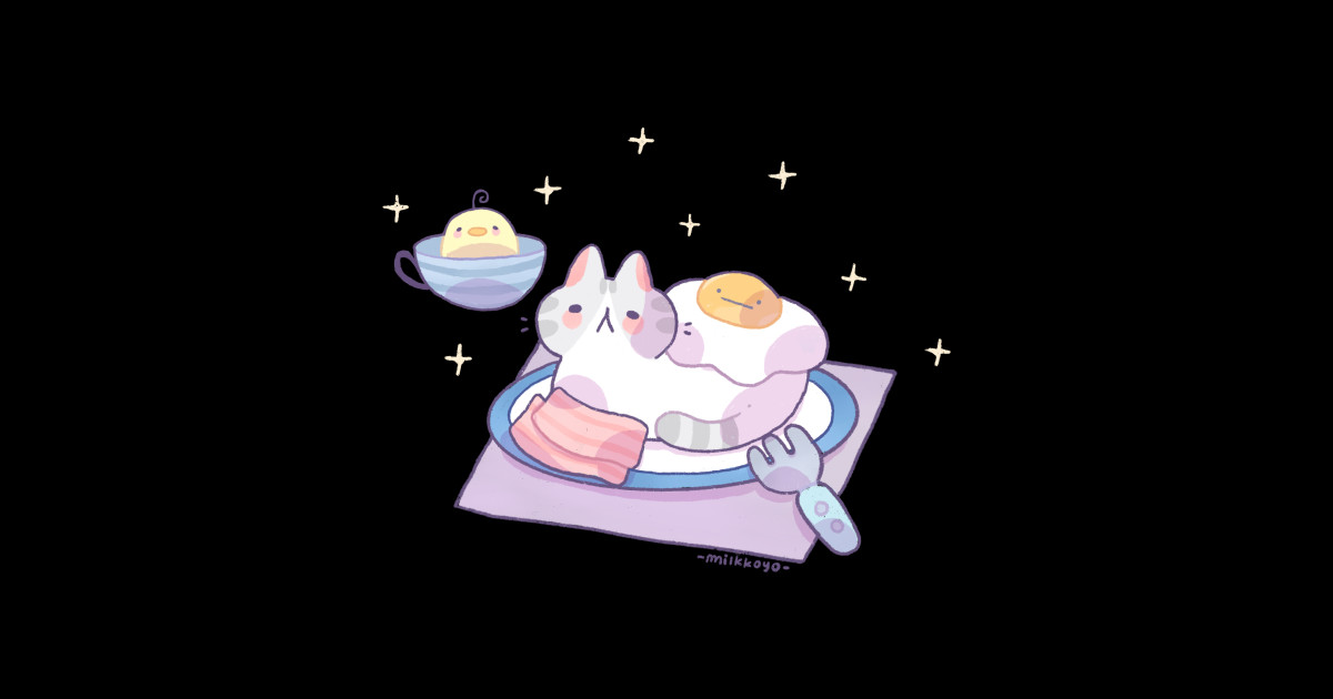 Breakfast cat - Cat - Sticker | TeePublic