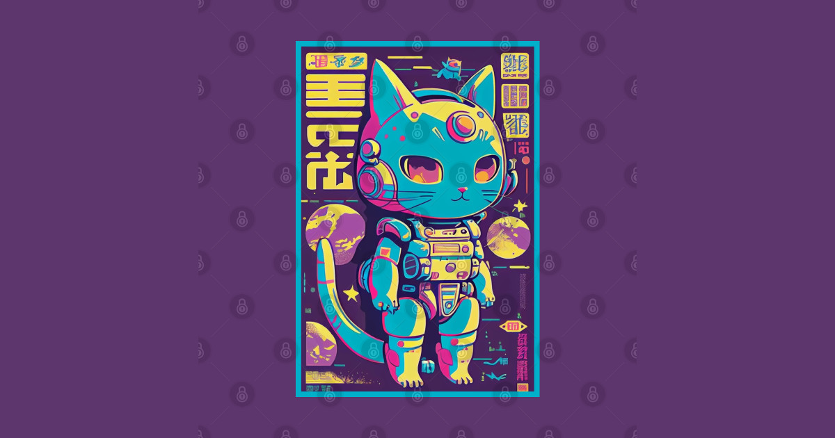 Vintage Anime Space Cat | Quality Retro Anime Origin Design | Chibi ...