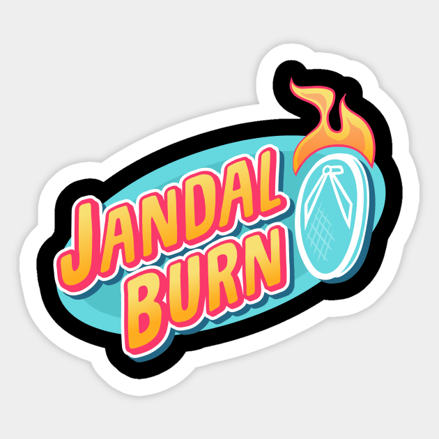 Jandal Burn Logo - Mukpuddy - Sticker | TeePublic