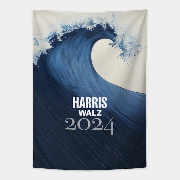 Kamala Harris: Blue Wave 3… Kamala Harris and Tim Walz 2024 on a Dark ...