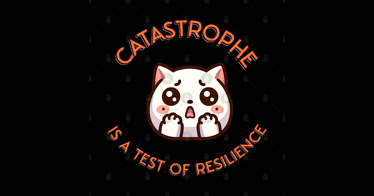 Catastrophe is a test of resilience - Cat - Sticker | TeePublic