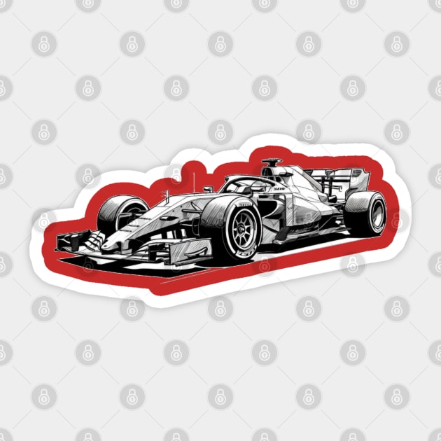 F1 Car-White - Haas - Sticker | TeePublic