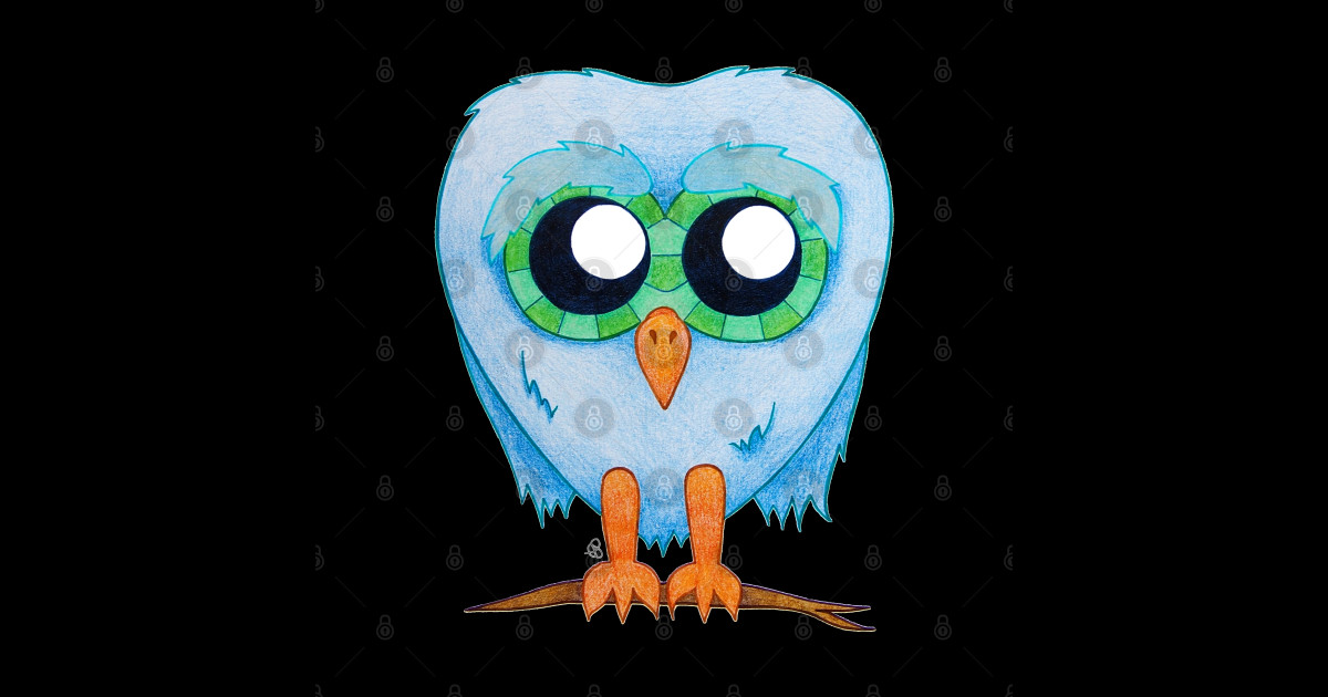 Concerned Hooter - A Blue Worried Owl with Huge Eyes - Blue Owl ...