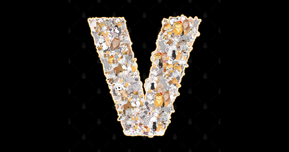 cat letter V(the cat forms the letter V) - Cat - Magnet | TeePublic