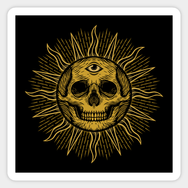 Skull Sun - Skull - Sticker | TeePublic