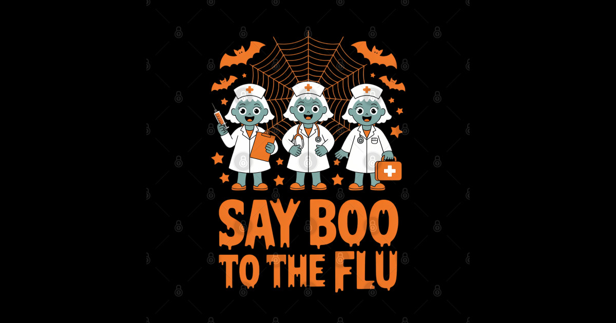 Nurse Ghost Halloween Vaccine Say Boo to The Flu - Nurse Ghost ...