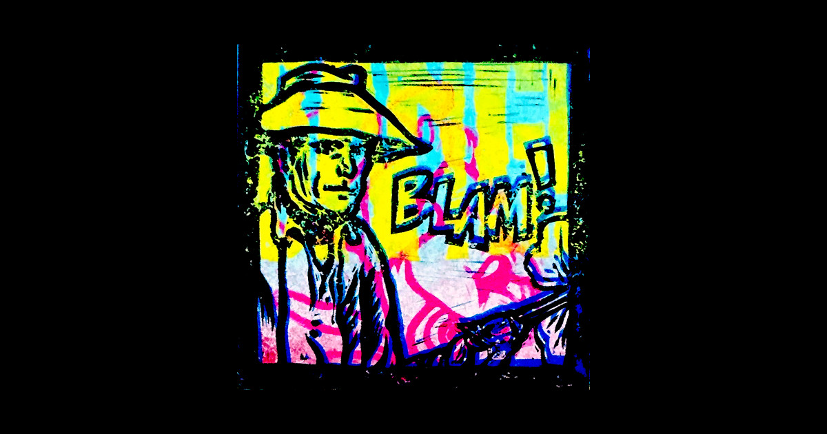 BLAM!! pop art cowboy comic book design - Pop Art - Sticker | TeePublic