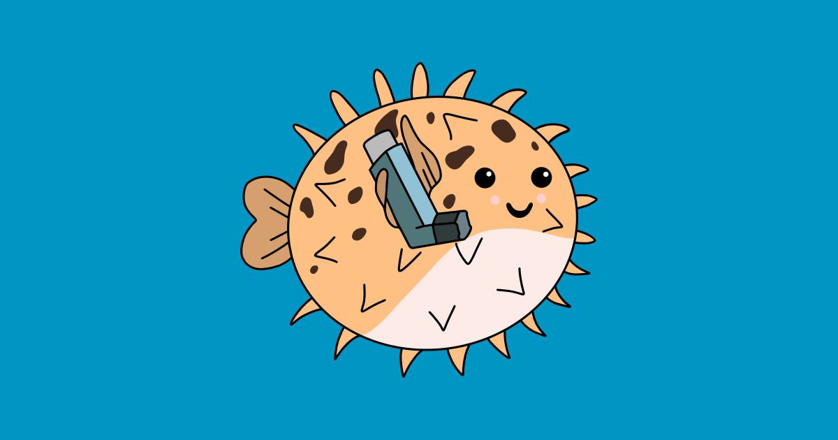 Pufferfish with asthma inhaler - Pufferfish - T-Shirt | TeePublic