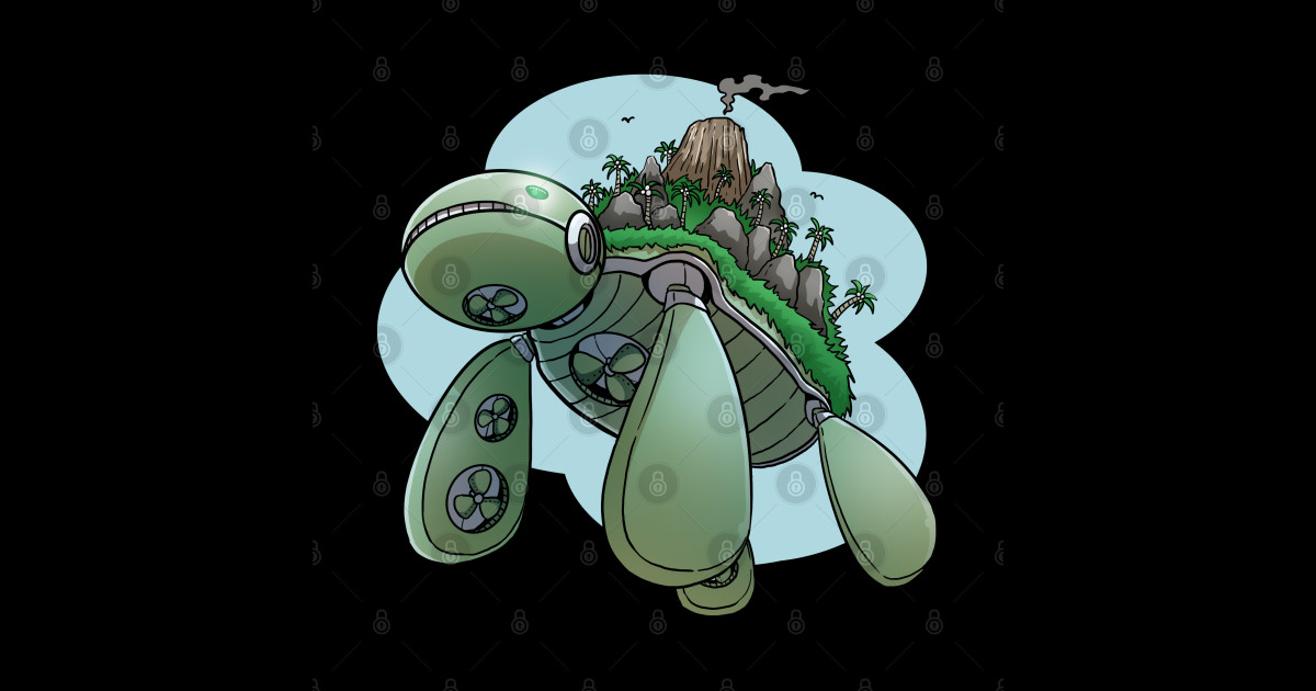 Turtle carrying the world - Robot - Posters and Art Prints | TeePublic