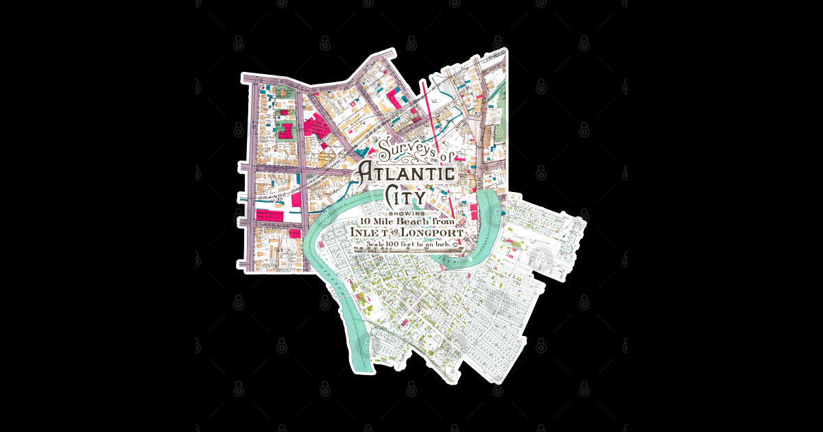 Vintage Atlantic City Map - Atlantic City - Sticker | TeePublic