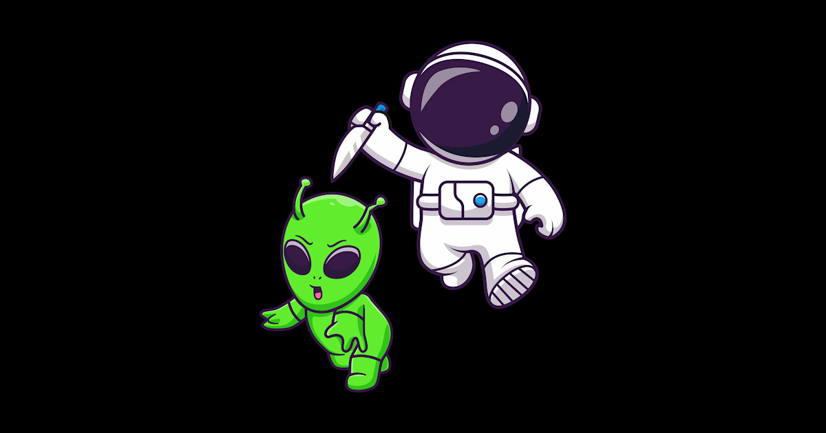 Cute Astronaut Chasing Alien With Knife Cartoon - Cute Astronaut ...