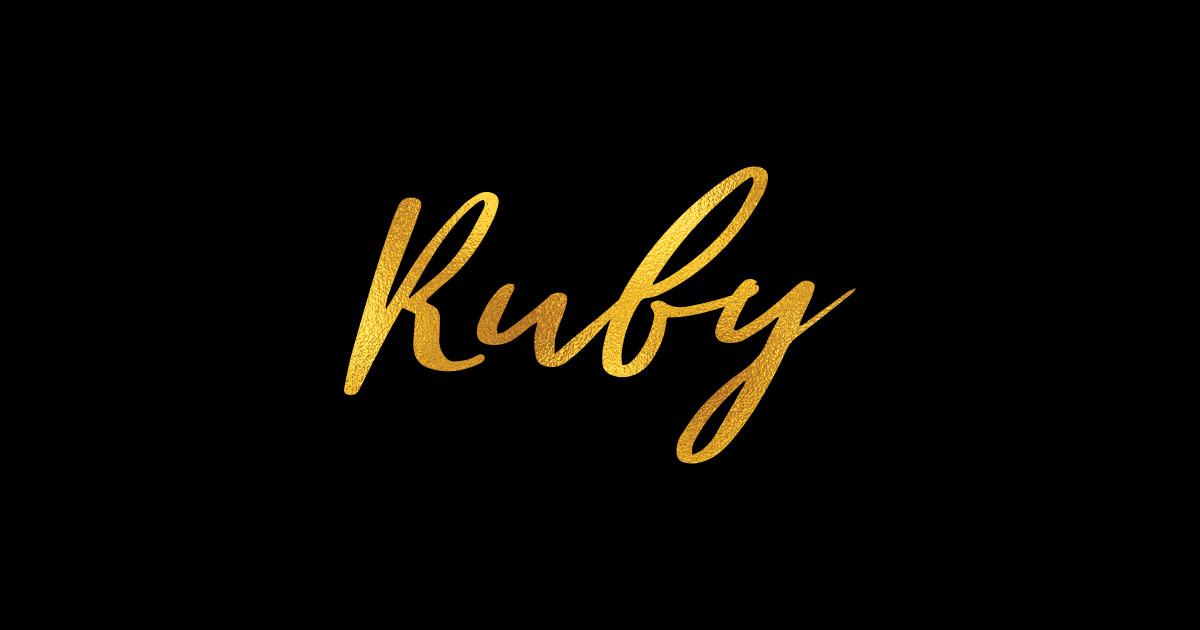 Ruby Name Hand Lettering in Faux Gold Letters - Ruby - Sticker | TeePublic