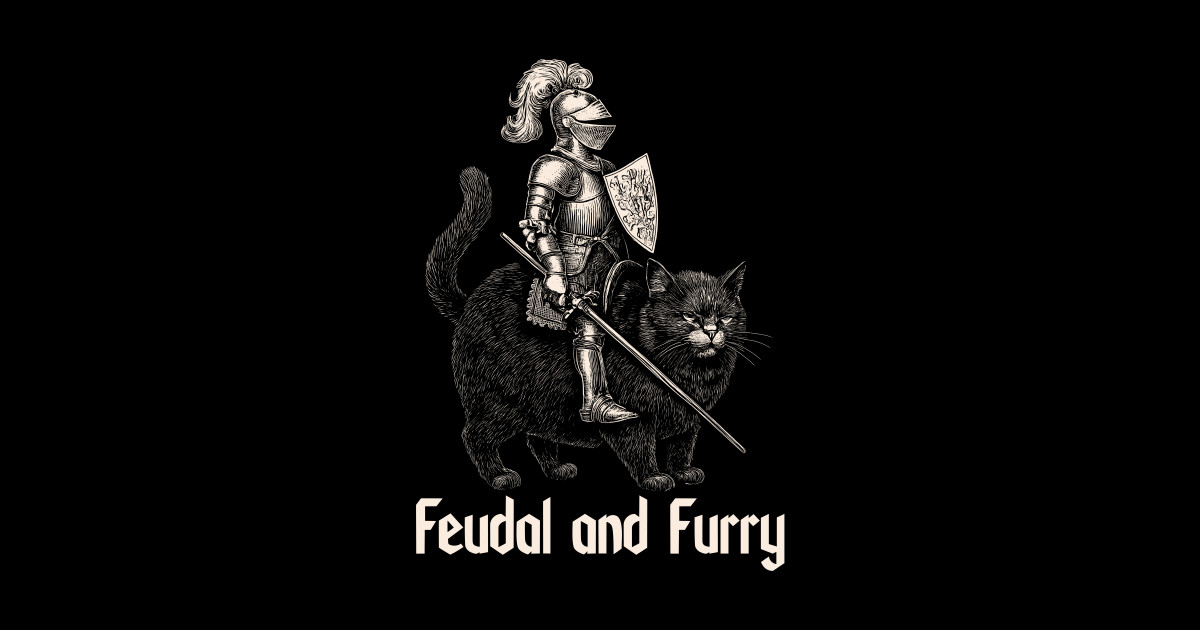 Feudal and Furry | Medieval Knight Cat Funny Fantasy T-Shirt - Medieval ...
