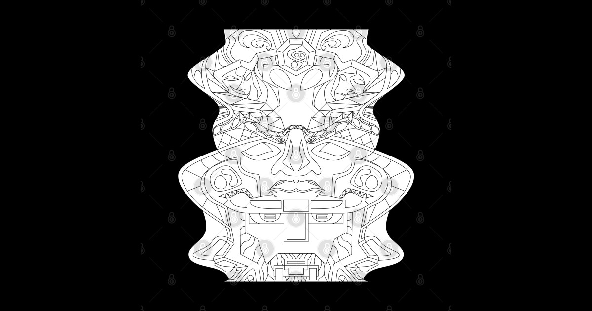 white zentangle olmec sentinel head ecopop - Olmec - Posters and Art Prints | TeePublic