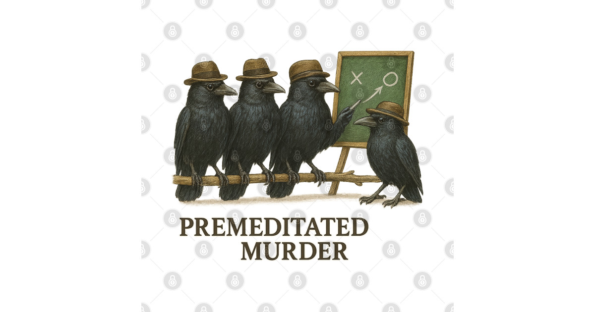 Premeditated Murder Crow Illustration - Murder Of Crows - T-Shirt ...