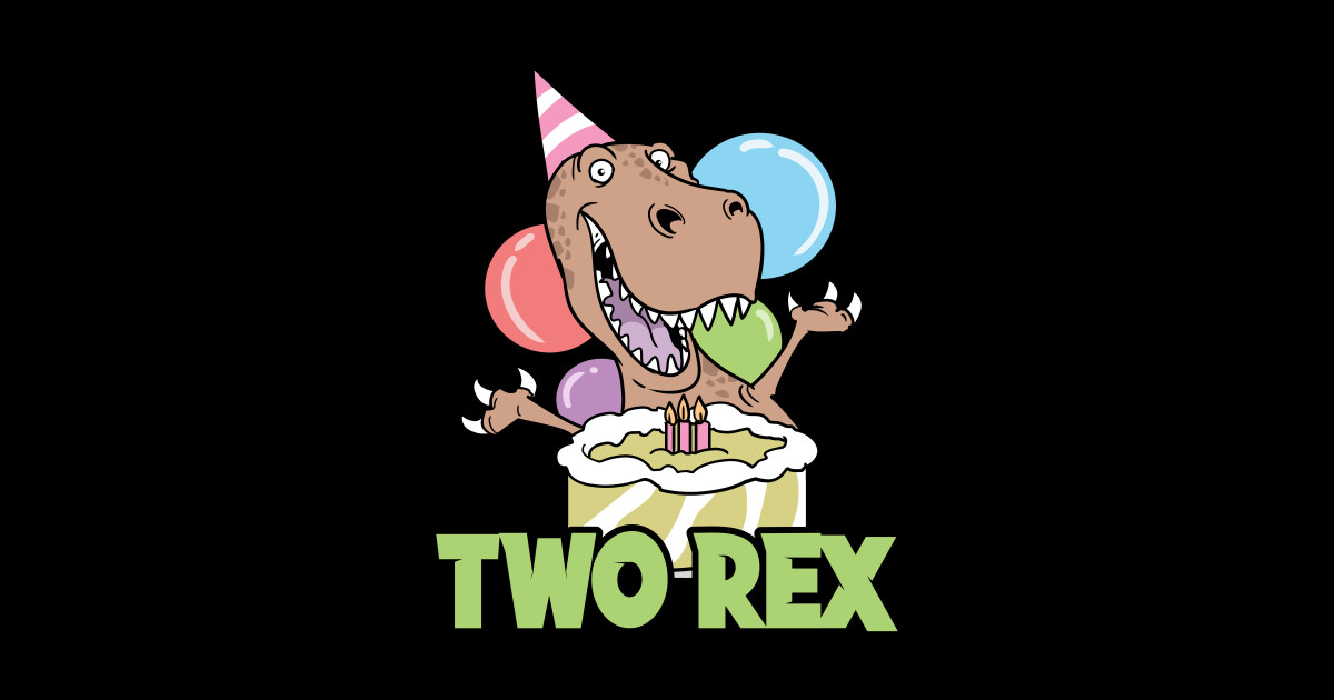 Second 2nd Birthday Two Rex T-Rex Dinosaur Dino - Birthday - Sticker ...