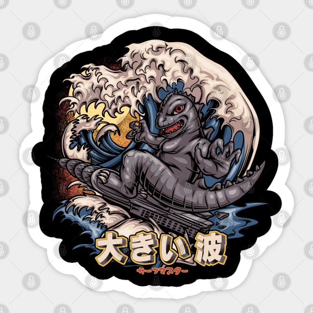 Surfing Godzilla - Godzilla - Sticker | TeePublic