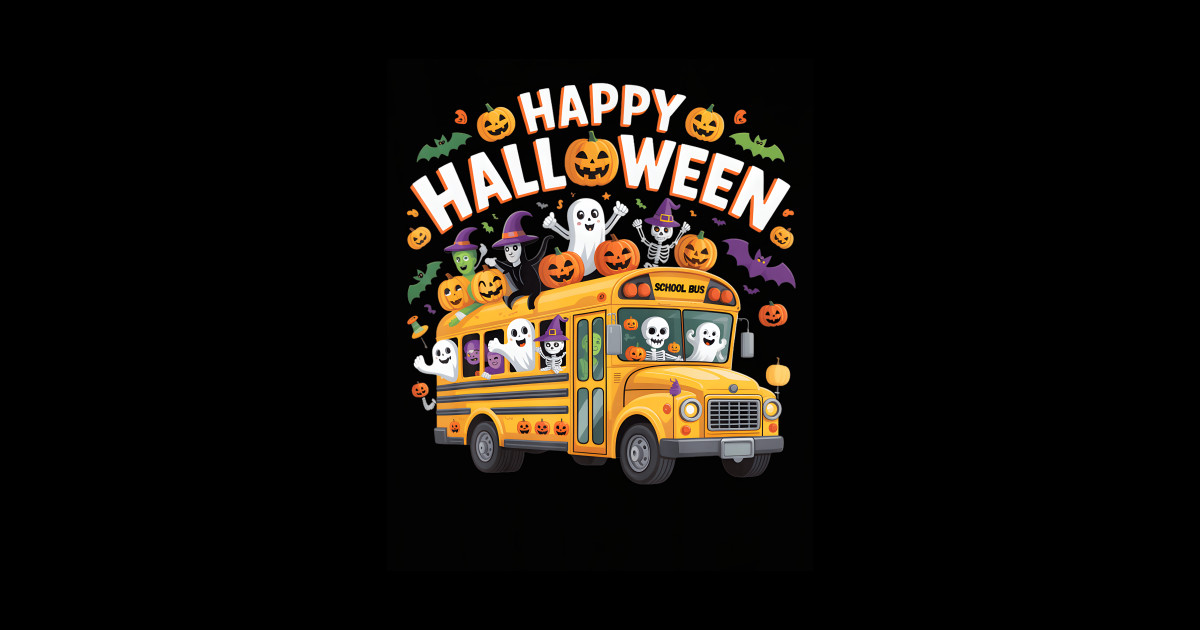 Teacher Halloween School Bus Driver Ghost Witch Party - School Bus ...