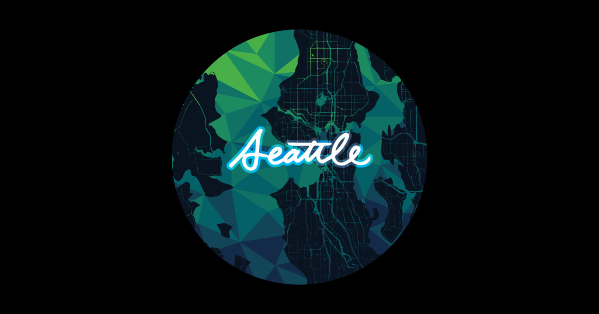 Seattle Geometric Map Cursive - Seattle - Sticker | TeePublic