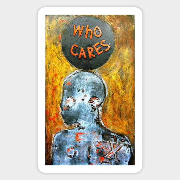 "Who Cares" - Matrix - Printmaking - Sticker | TeePublic