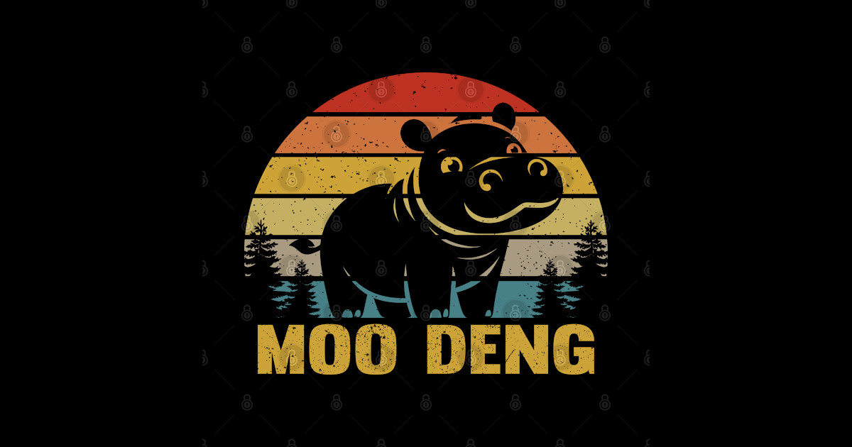 Moo Deng Retro Cute Pygmy Baby Hippo Vintage - Moo Deng - Posters and ...