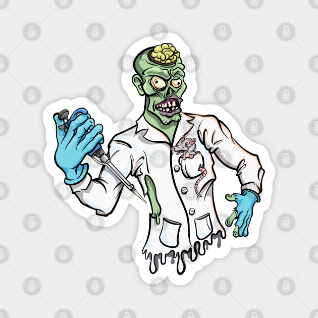 Mad Scientist Zombie with PCR Pipette Funny Science Cartoon - Pcr ...
