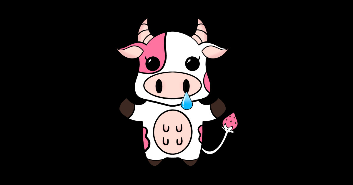 Strawberry cow cartoon design - Strawberry Cow - Sticker | TeePublic