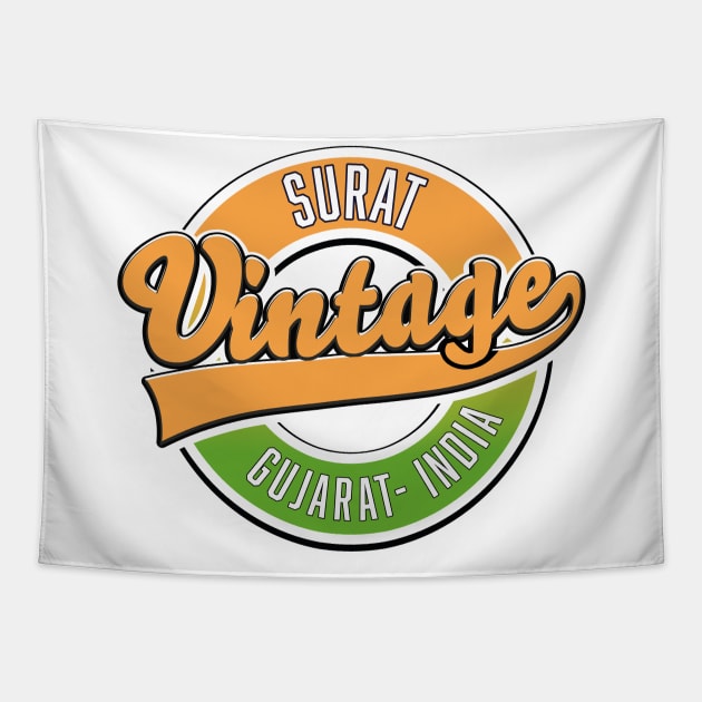 Surat, India vintage style logo - Surat Vintage - Tapestry | TeePublic