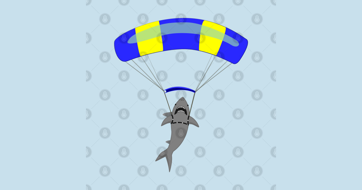 Jump The Shark - Blue/Yellow Canopy - Skydiving - T-Shirt | TeePublic