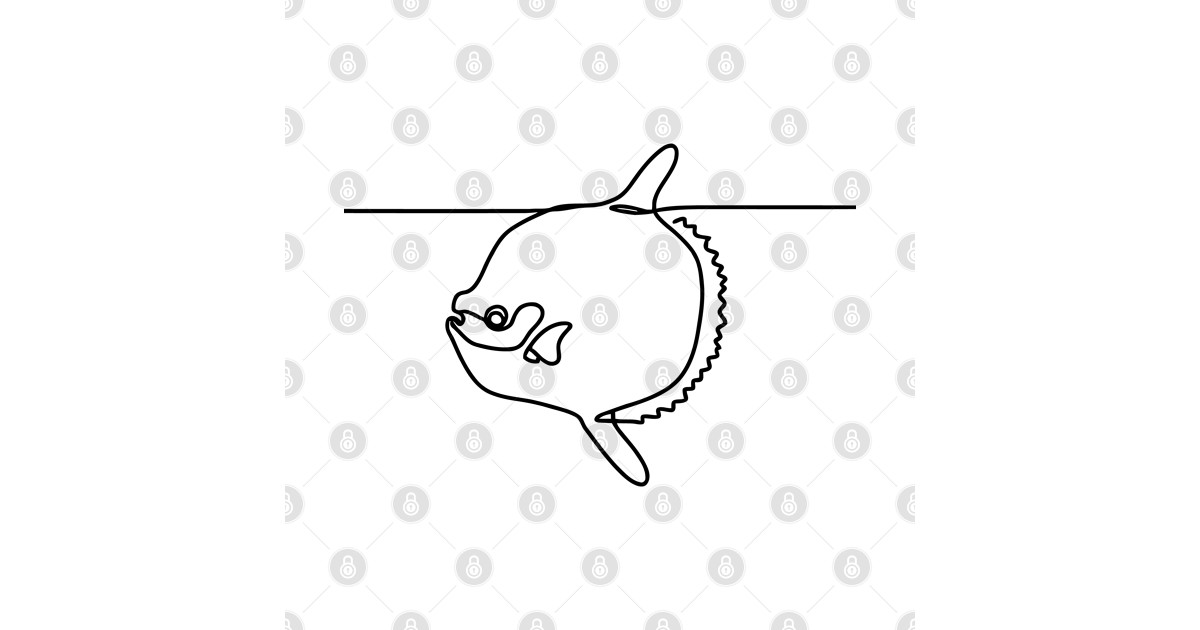 Ocean Sunfish Line Drawing - Sunfish - T-Shirt | TeePublic
