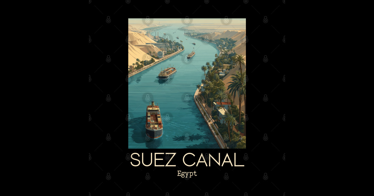 A Vintage Illustration of the Suez Canal - Egypt - Suez Canal - Pin ...