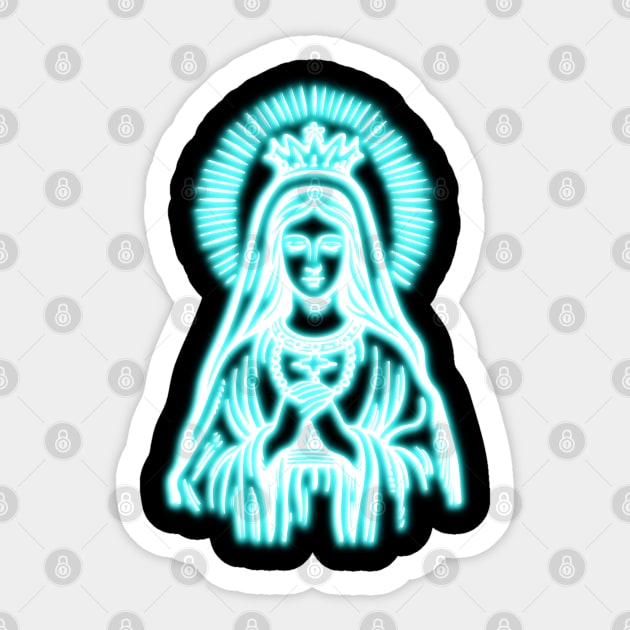 Blue Neon Virgin Mary - Virgin Mary - Sticker | TeePublic