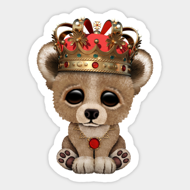 Cute Royal Bear Wearing Crown - Baby Bear - Sticker | TeePublic