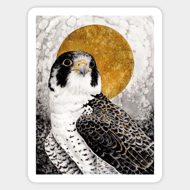 Peregrine falcon Watercolor at night sky - Peregrine Falcon - Sticker ...