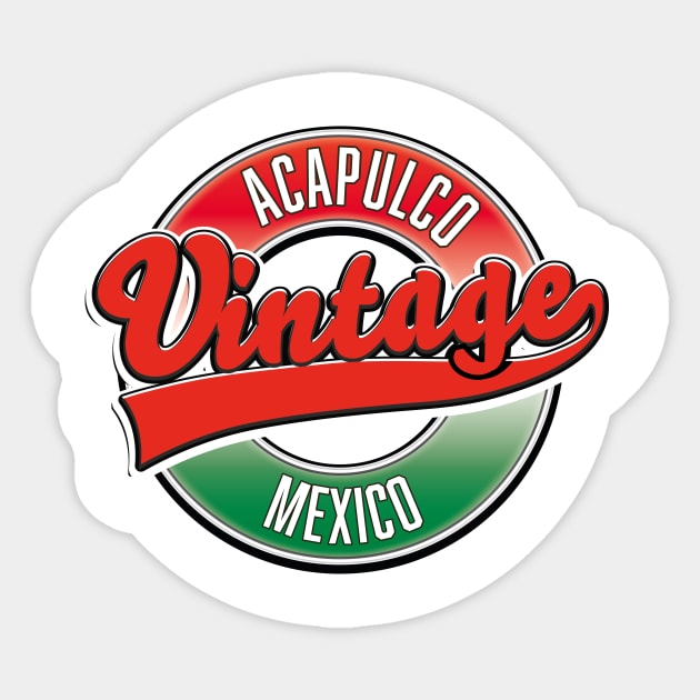 acapulco mexico vintage logo - Acapulco Mexico Retro Logo - Sticker ...