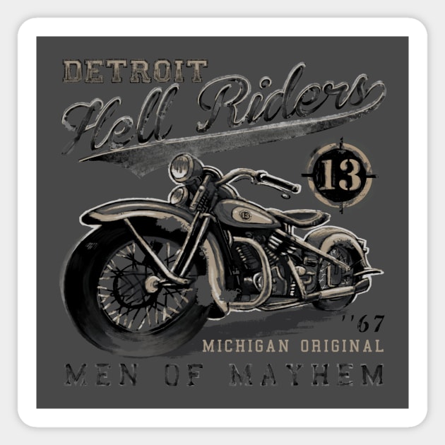 detroit hell riders - Grunge - Sticker | TeePublic