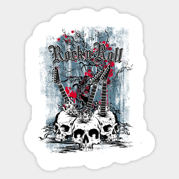 Rock n Roll - Guitars - Sticker | TeePublic