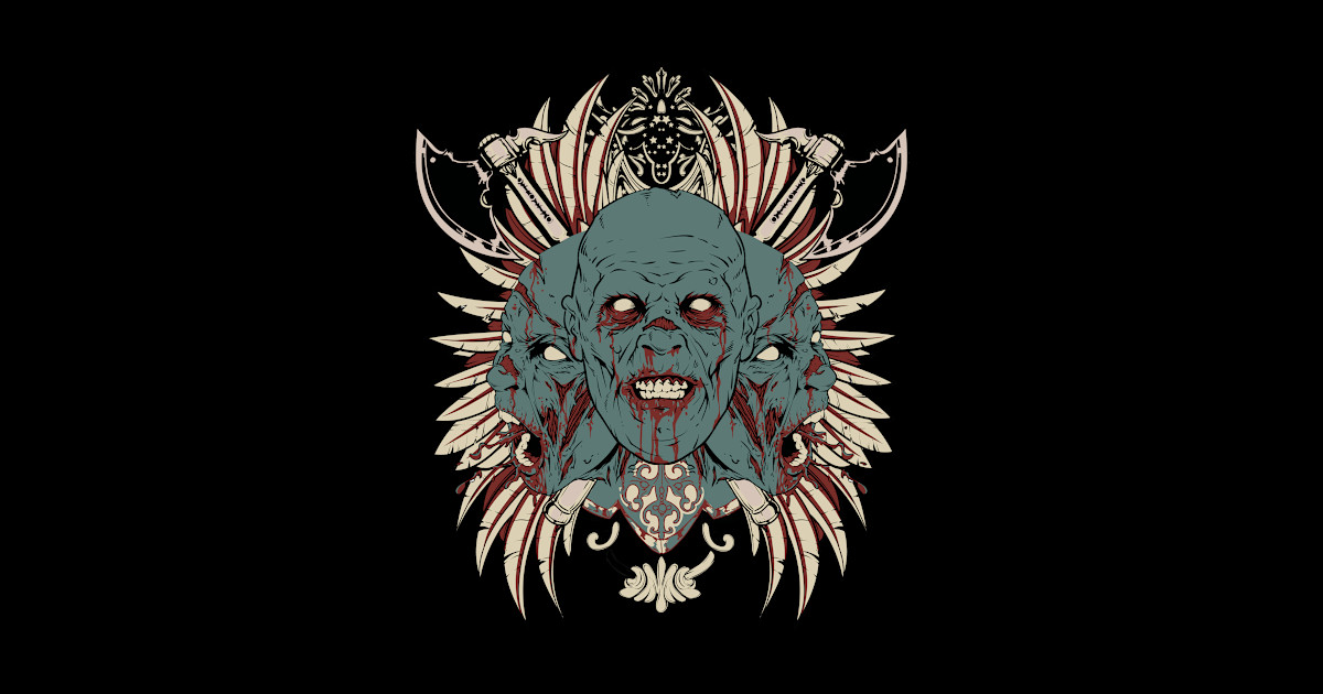 Three Headed Zombie Injun Native American Priest - Three Headed Zombie ...
