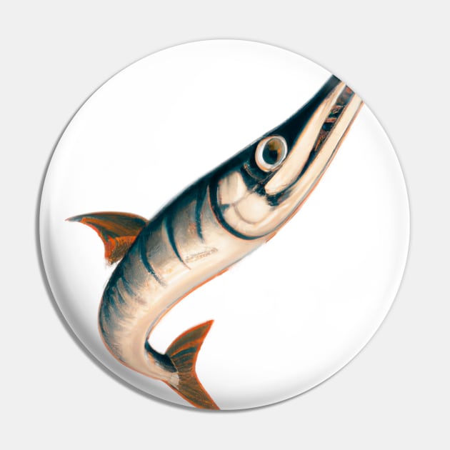 Cute Barracuda Drawing - Cute Barracuda - Pin | TeePublic