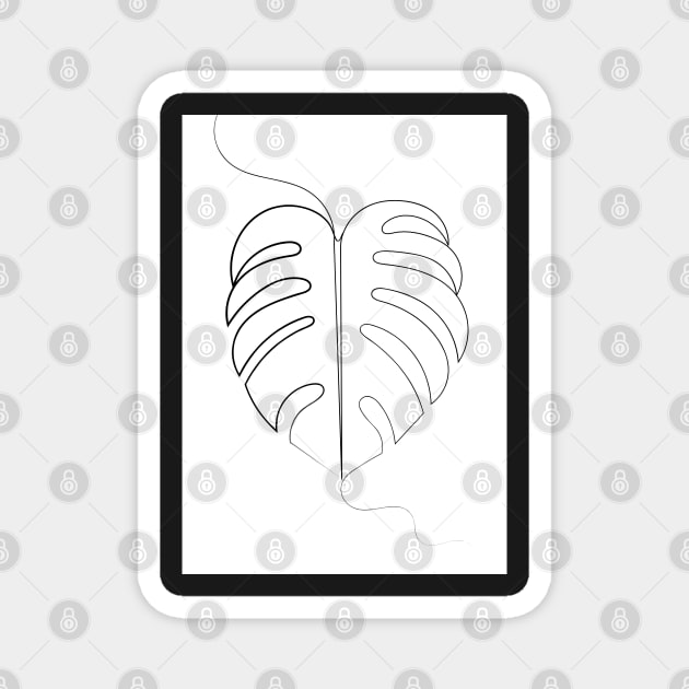 Swiss Cheese Plant Leaf Line Drawing - Swiss Cheese Plant - Magnet ...