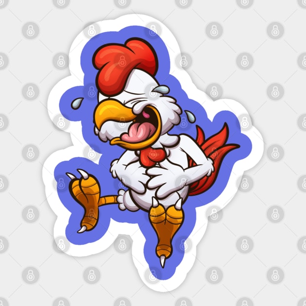 Laughing Cartoon Chicken - Laughing Cartoon Chicken - Sticker | TeePublic