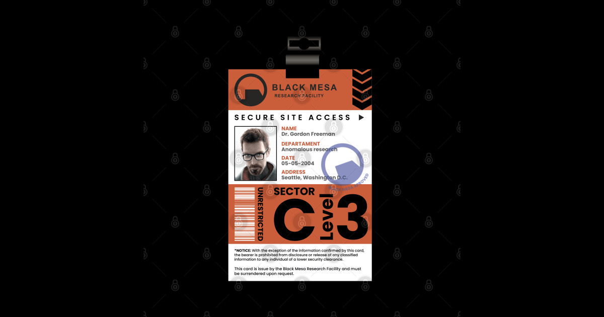 Identification Black Mesa Gordon Freeman - Half Life - Phone Case ...