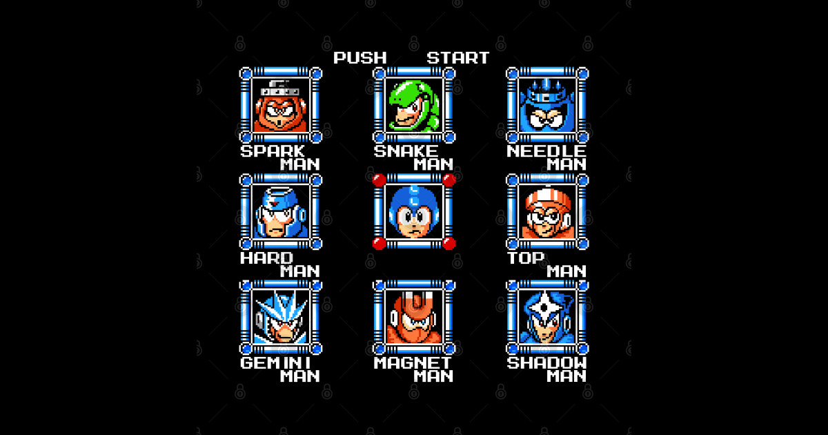 Mega Man 3 Stage Select - Megaman - Sticker | TeePublic
