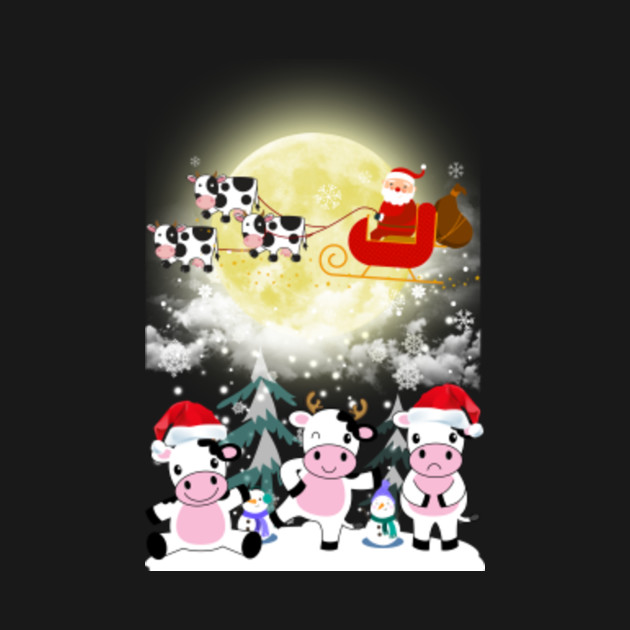 Santa Riding Cows Sleigh Funny Christmas Cows Shirt - Christmas Gifts ...