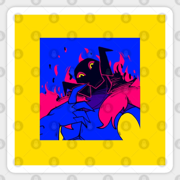 Flaming Neon Baron Draxum - Rottmnt - Sticker | TeePublic