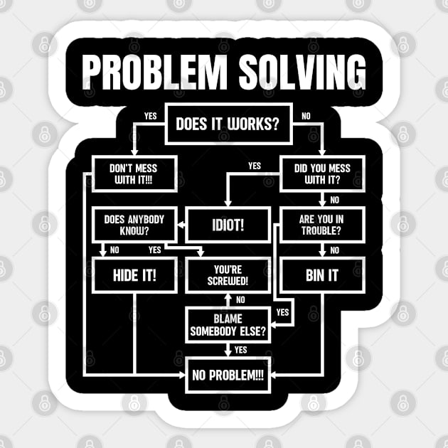 Problem Solving Chart Flow Chart - Funny Saying - Sticker | TeePublic