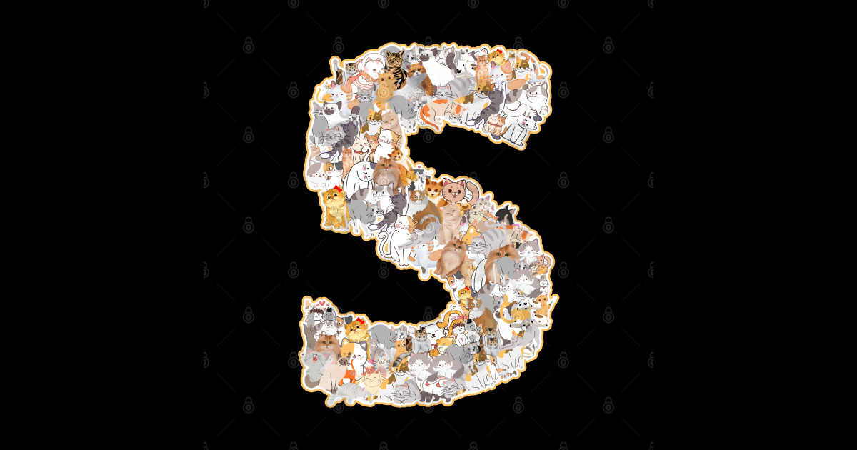 cat letter S (the cat forms the letter S) - Cat - Sticker | TeePublic