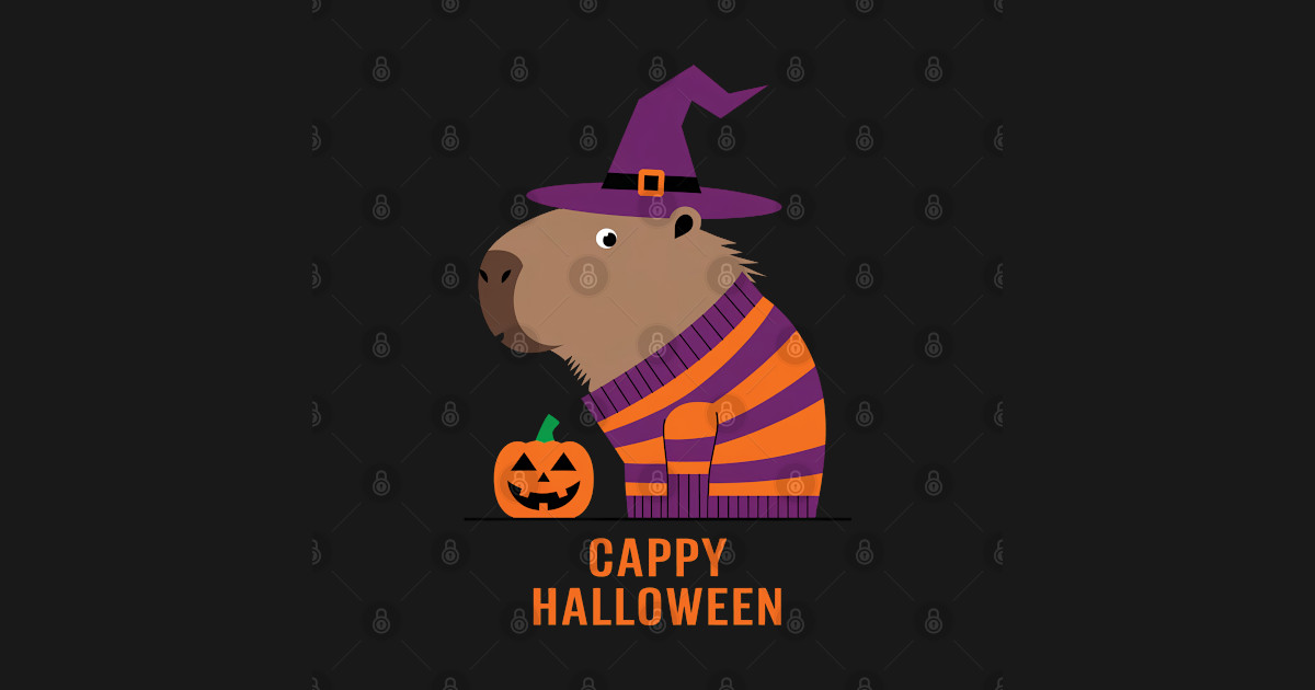 Cappy Capy Halloween Capybara Kawaii Witch - Cappy Halloween - T-Shirt ...